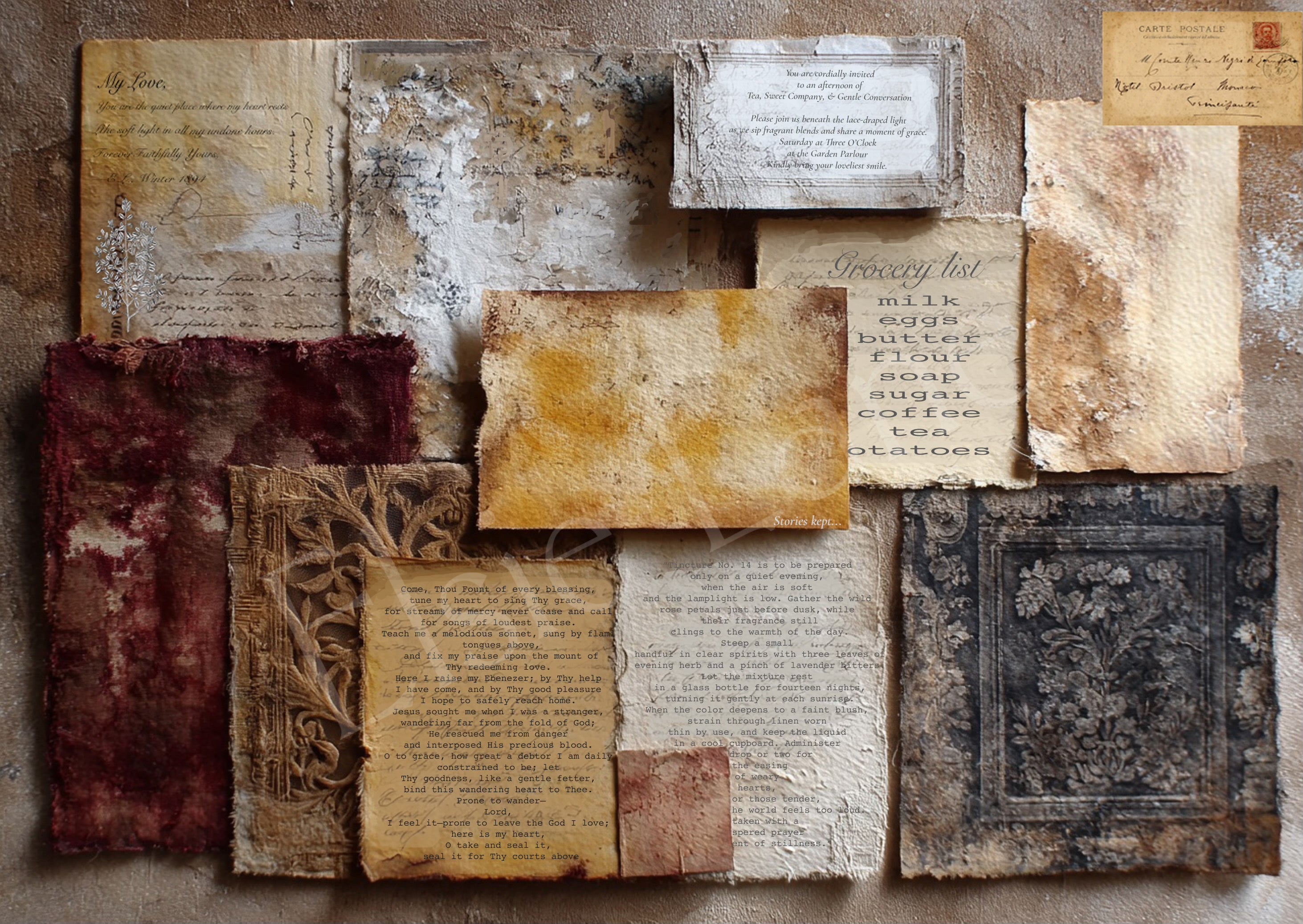 From Grandma’s Attic - Elsie Lane Decoupage Paper – Elsie Lane Art Garage